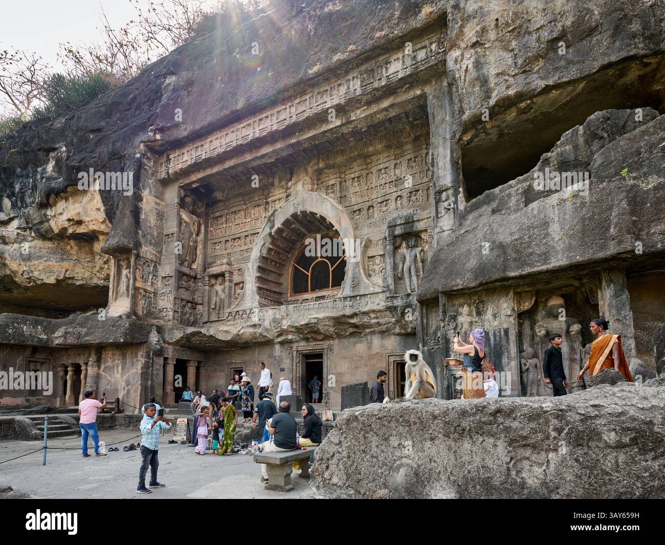 Ajanta caves, facade of Cave No. 26, Aurangabad, India, Asia Stock ...