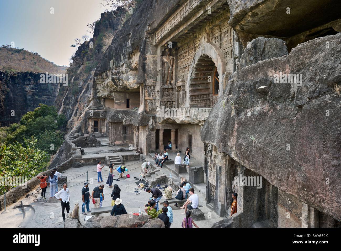 Ajanta caves, facade of Cave No. 26, Aurangabad, India, Asia Stock ...