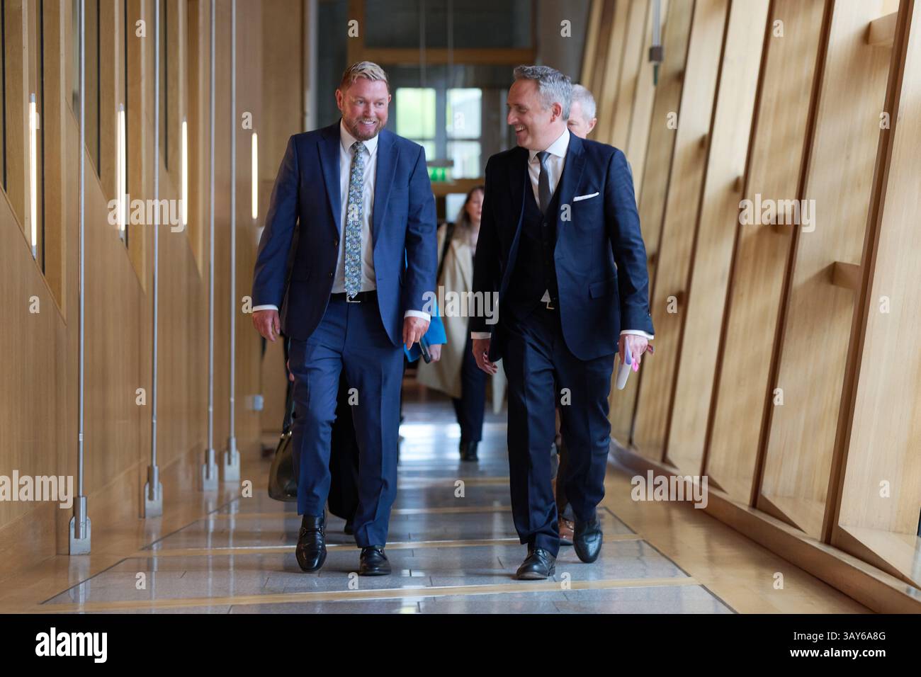 Edinburgh Scotland, UK 22 April 2025. Jamie Greene MSP and Alex Cole ...