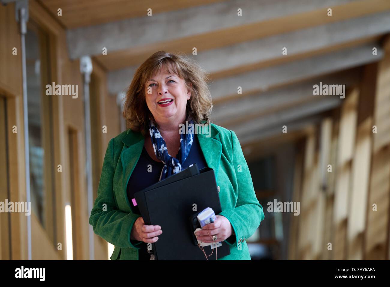 Edinburgh Scotland, UK 22 April 2025. Cabinet Secretary for Transport Fiona Hyslop MSP at the ...