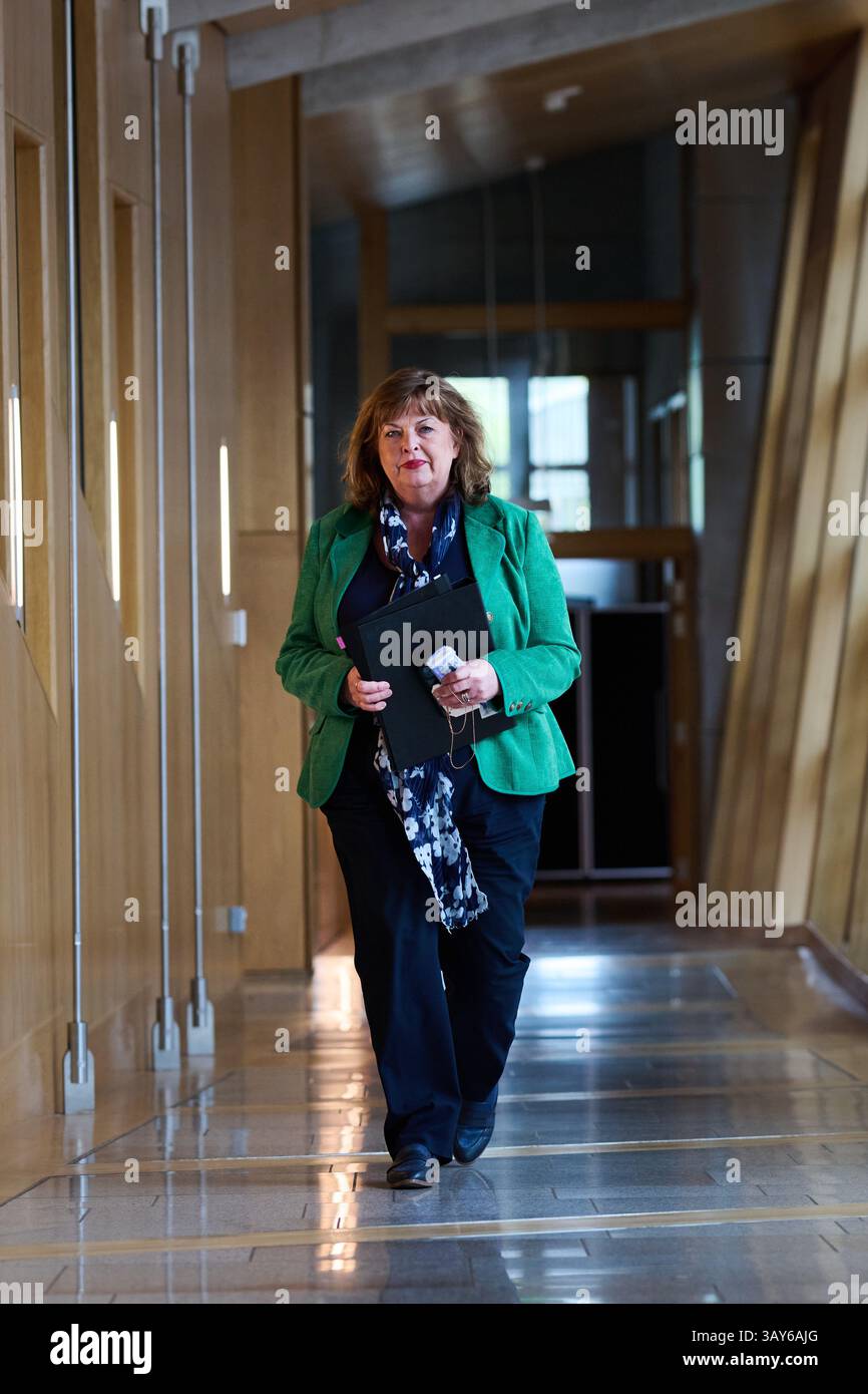 Edinburgh Scotland, UK 22 April 2025. Cabinet Secretary for Transport Fiona Hyslop MSP at the ...