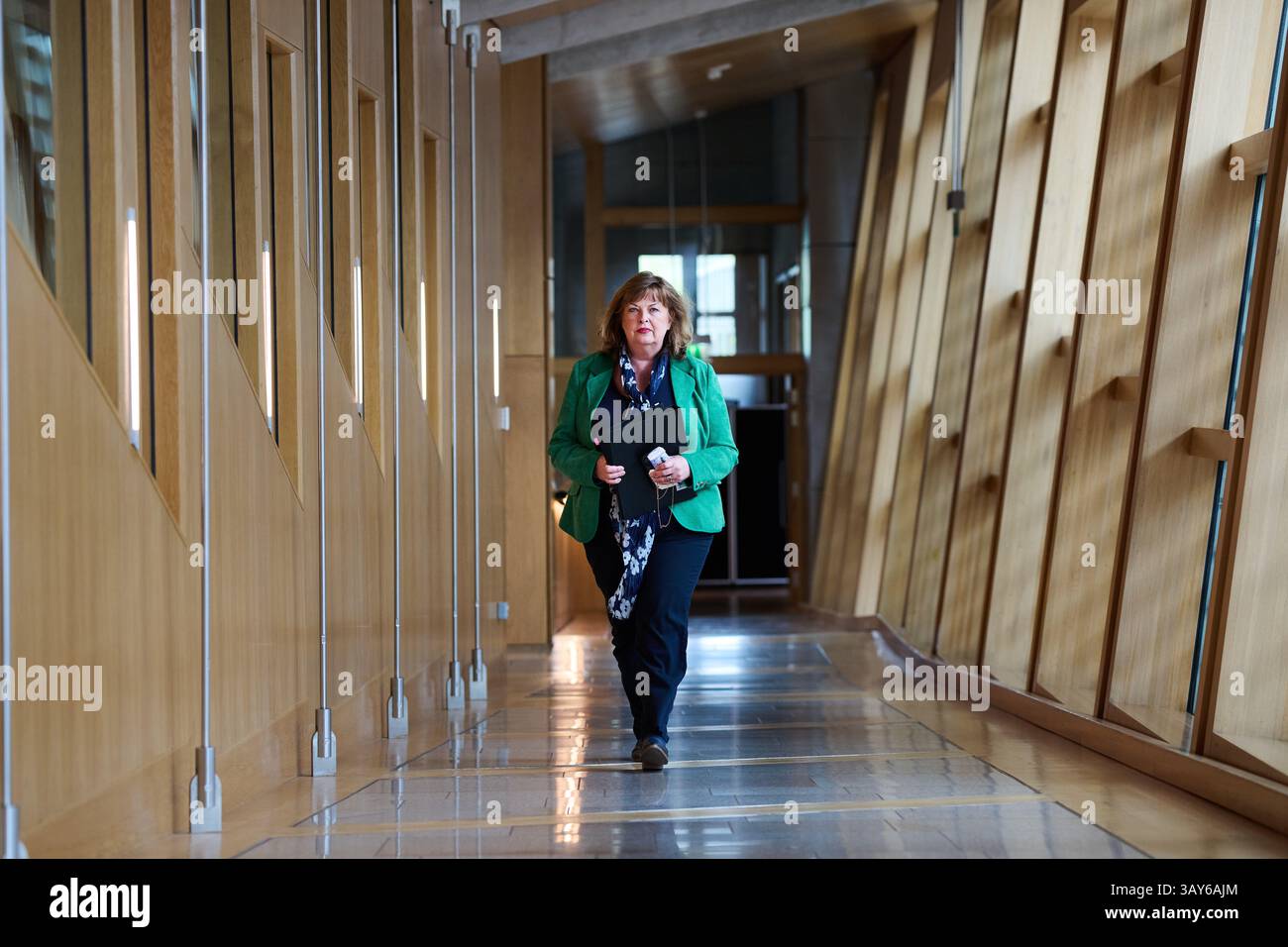 Edinburgh Scotland, UK 22 April 2025. Cabinet Secretary for Transport Fiona Hyslop MSP at the ...