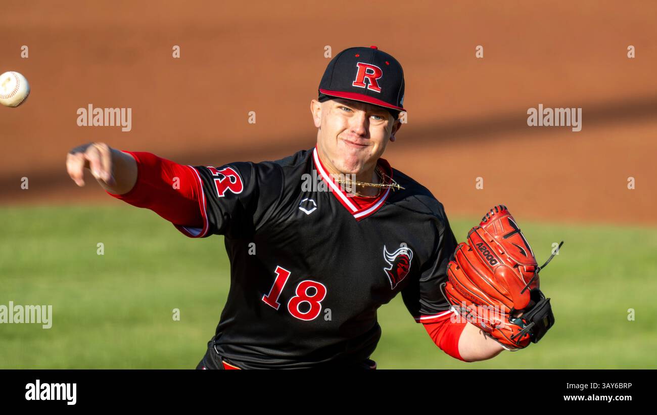 Rutgers pitcher Landon Mack (18) during an NCAA baseball game on Friday ...