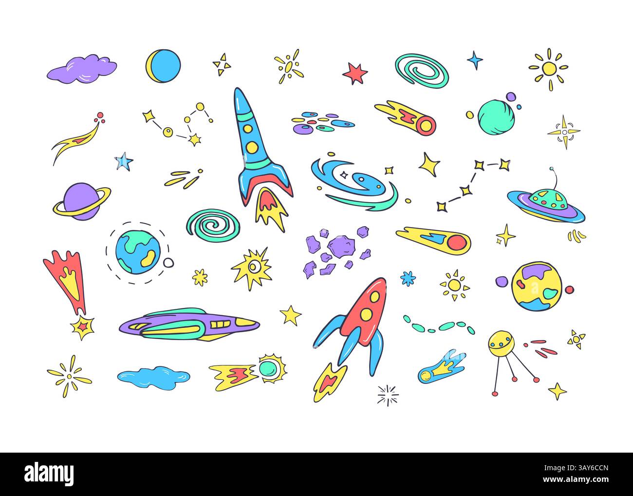 Space doodles for kids hi-res stock photography and images - Alamy