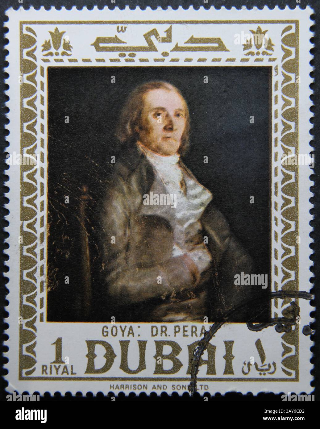 ISTANBUL, TURKEY - APRIL 17, 2021: Dubai stamp shows Goya, Dr. Peral ...