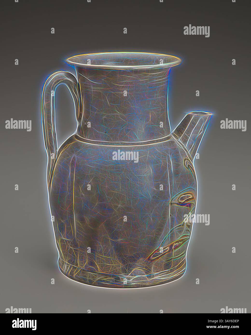 An intricately designed pitcher features a classic shape with a rounded ...