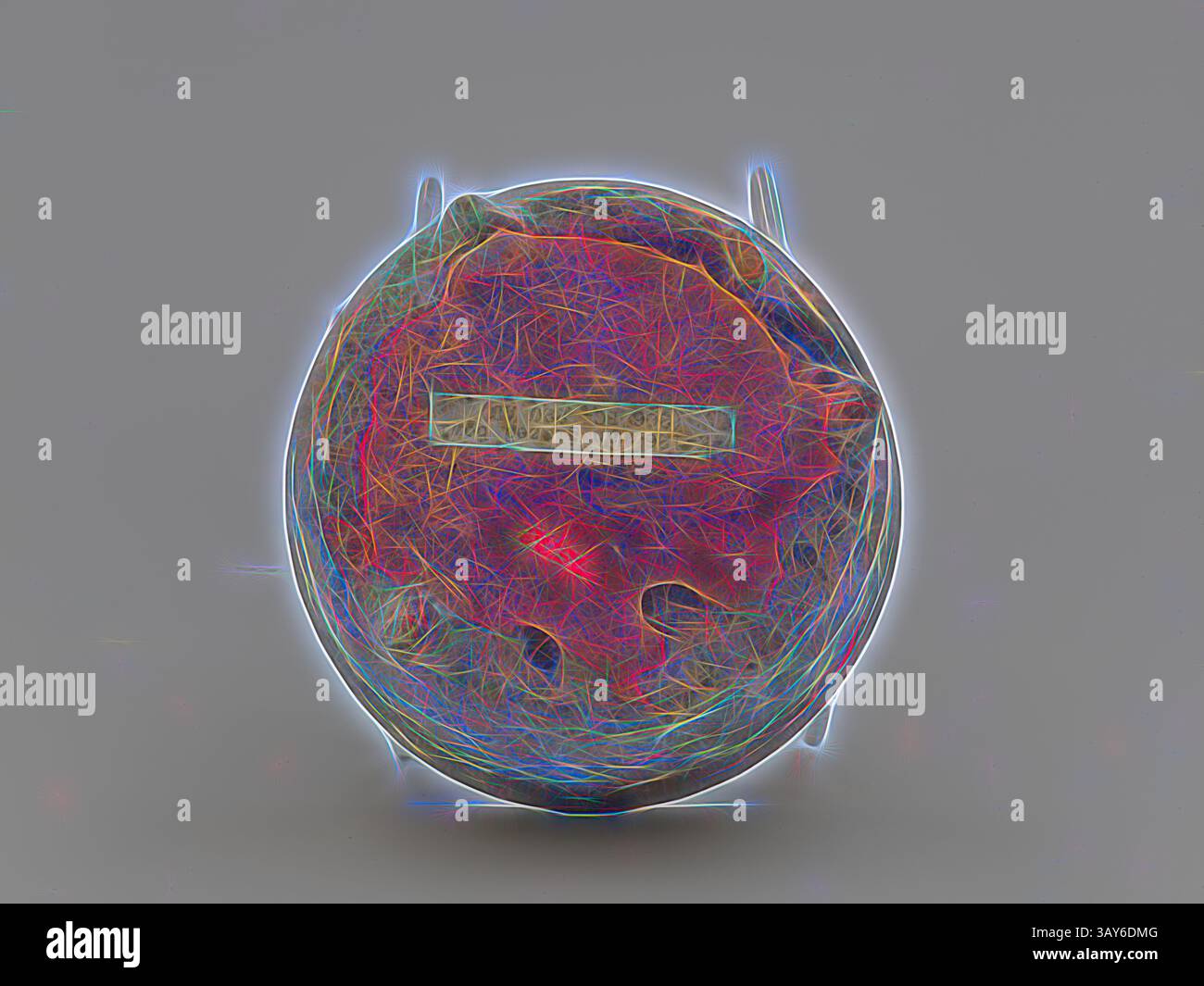 A round meter displays intricate patterns and vibrant colors ...