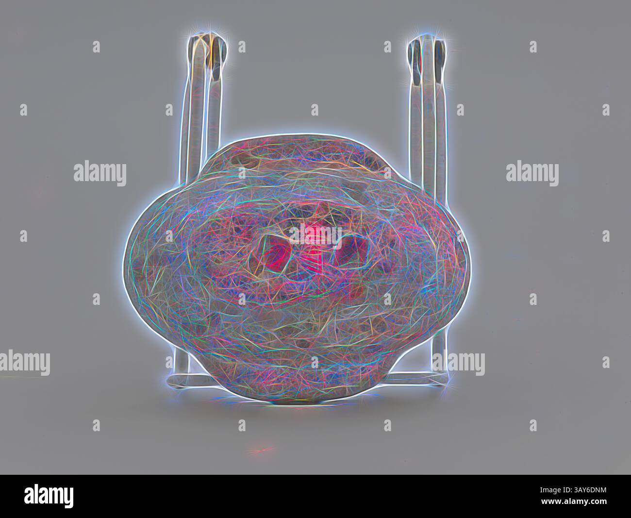 An abstract representation of a futuristic object, featuring a rounded ...
