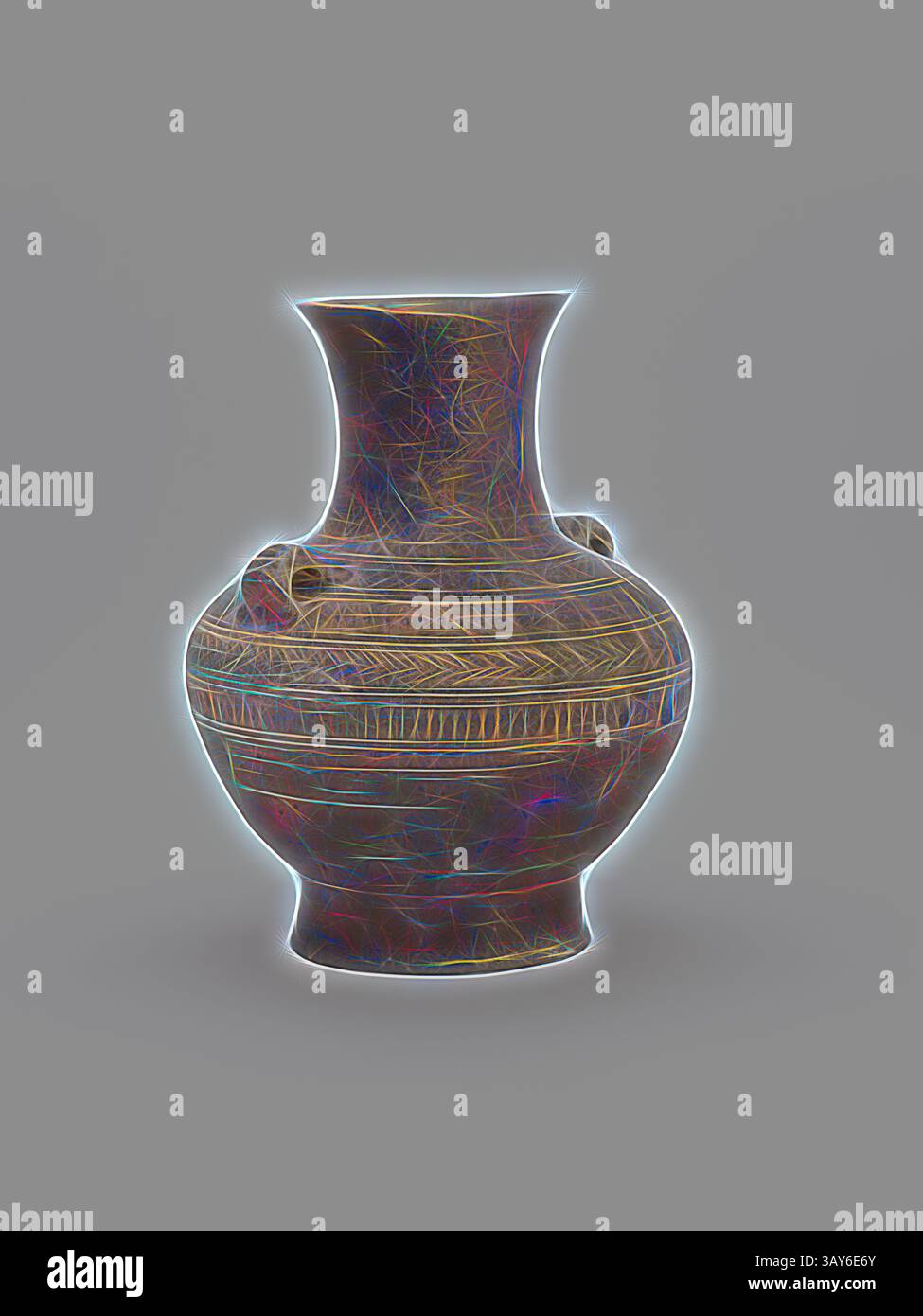 A decorative pottery vase featuring intricate patterns and a distinct ...