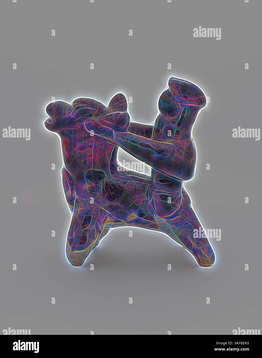 A stylized figure engaged in a dynamic pose, capturing a sense of ...