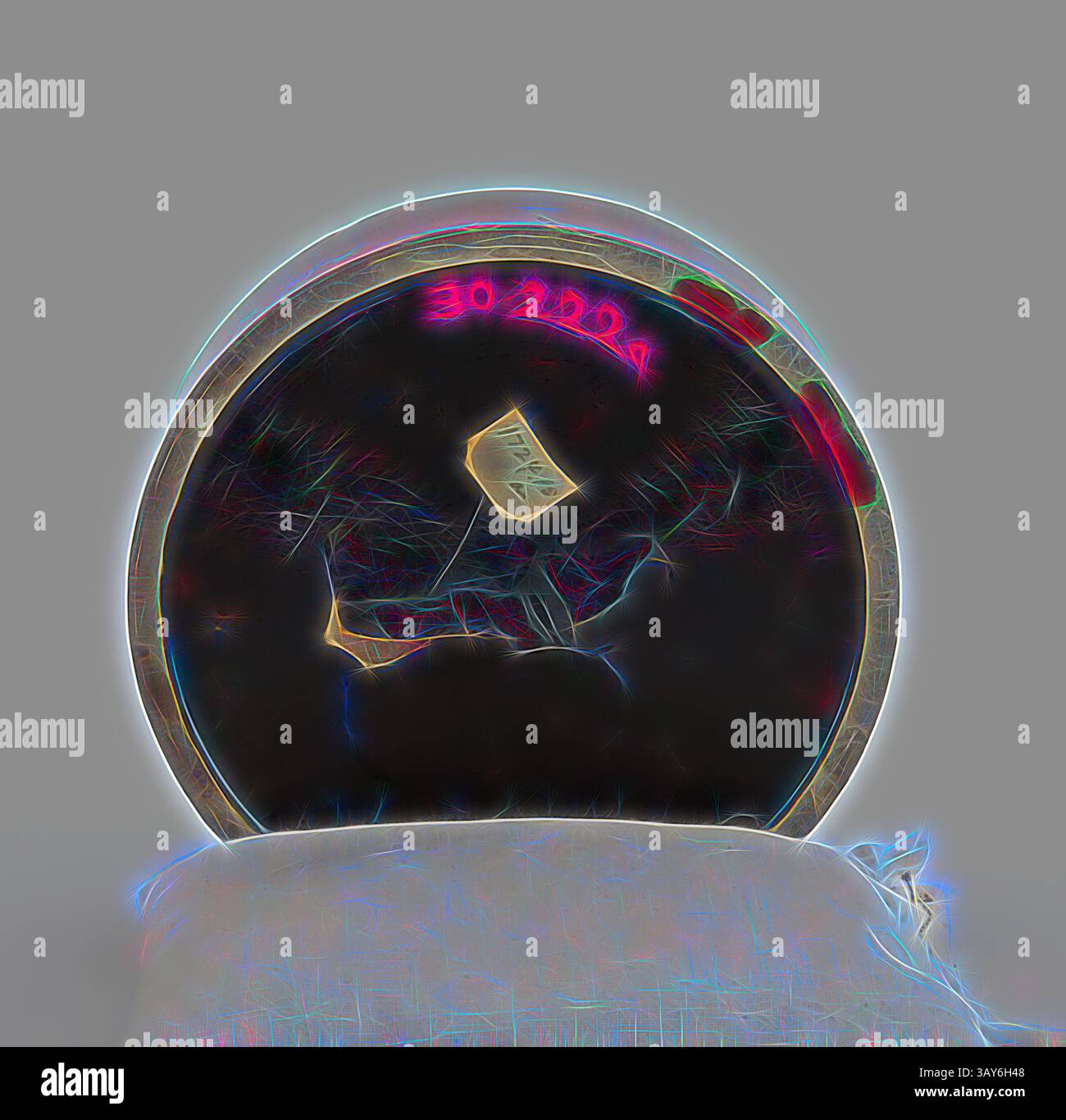 An abstract representation of a circular object with a glowing outline ...