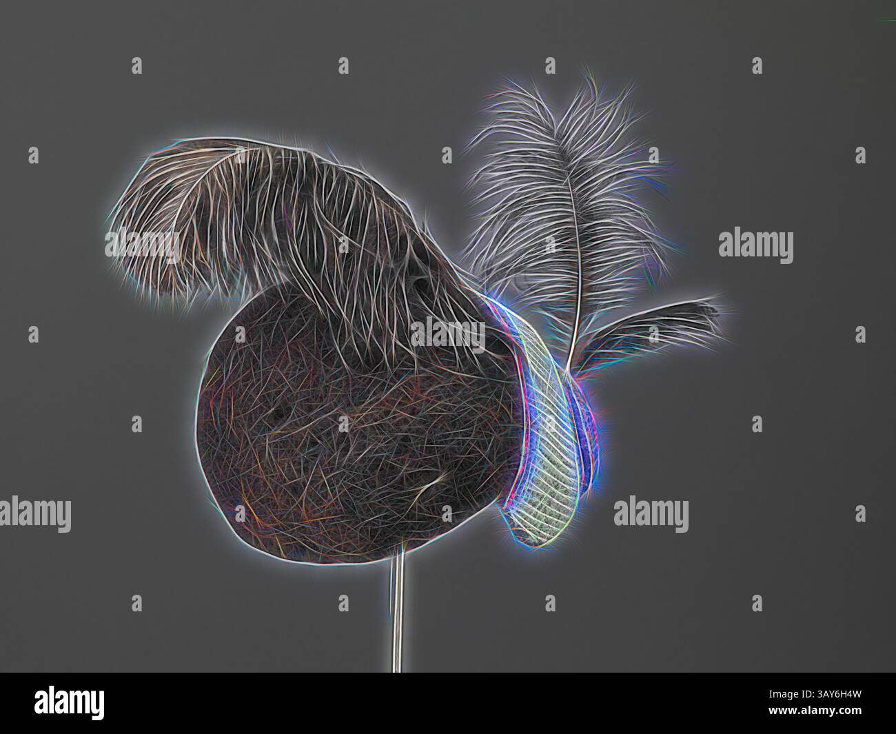 A quirky artistic representation featuring a spherical object adorned ...