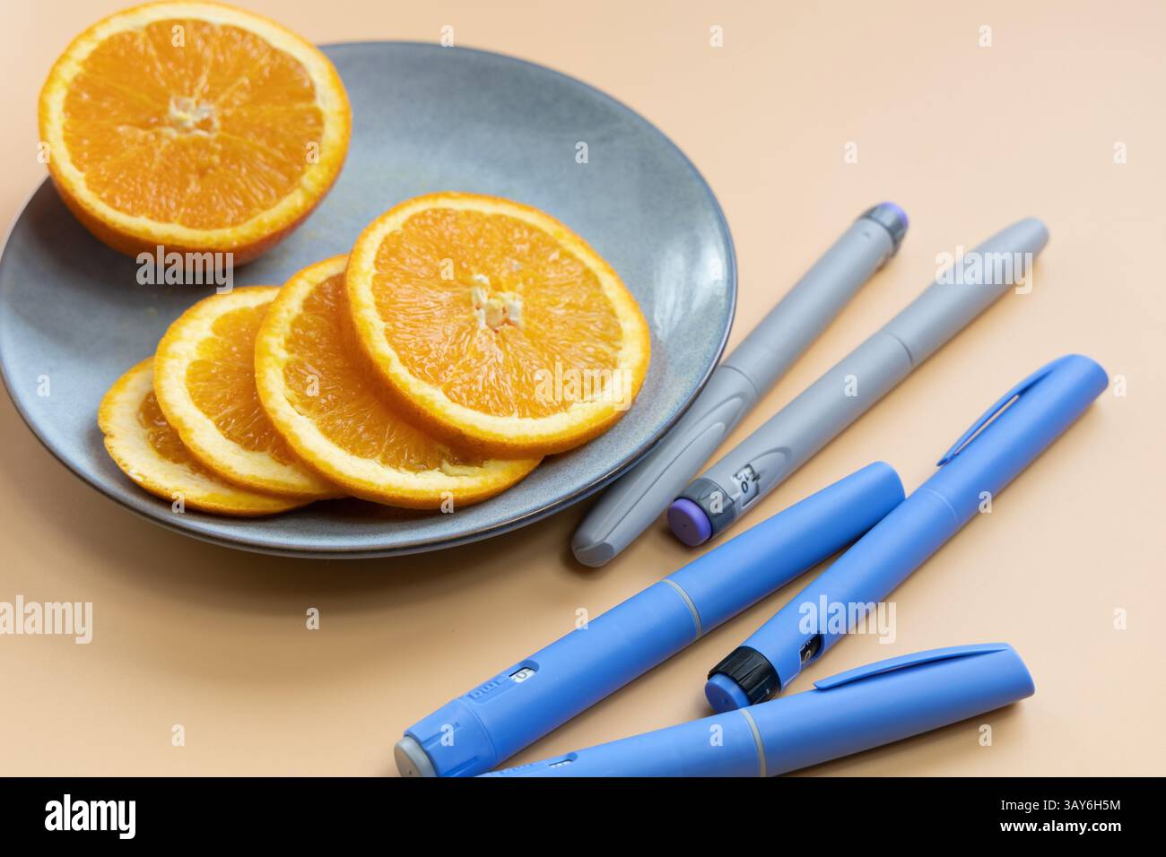 Insulin injection pen for diabetics and weight loss and plate with ...