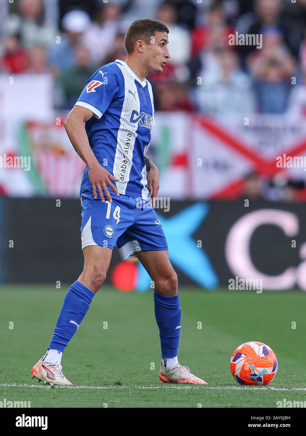 Sevilla, Spain. 20th Apr, 2025. Nahuel Tenaglia of Deportivo Alaves ...