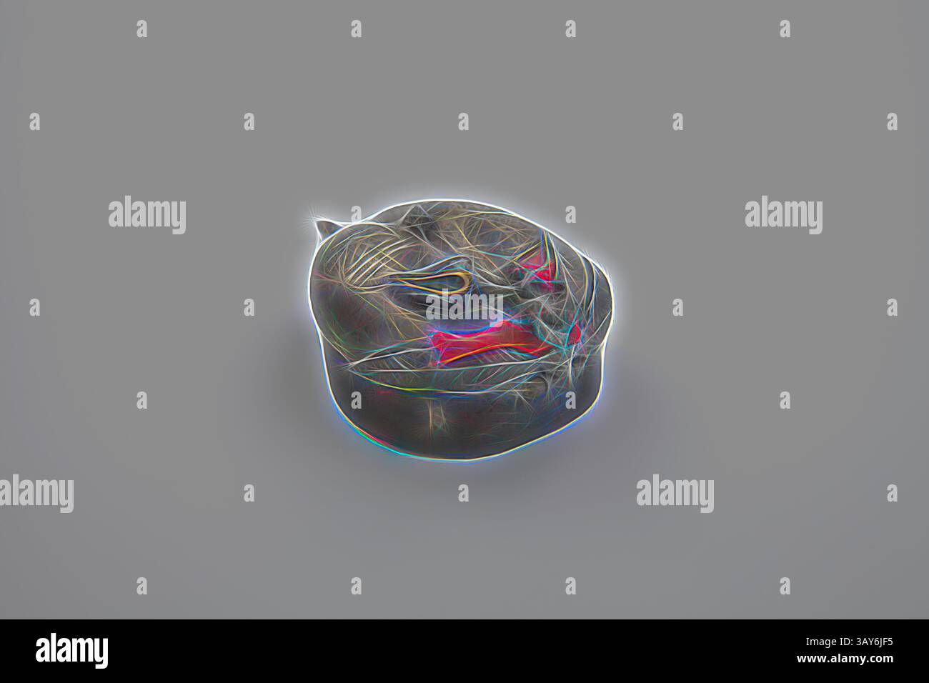 A stylized, abstract representation of a round figure with exaggerated ...