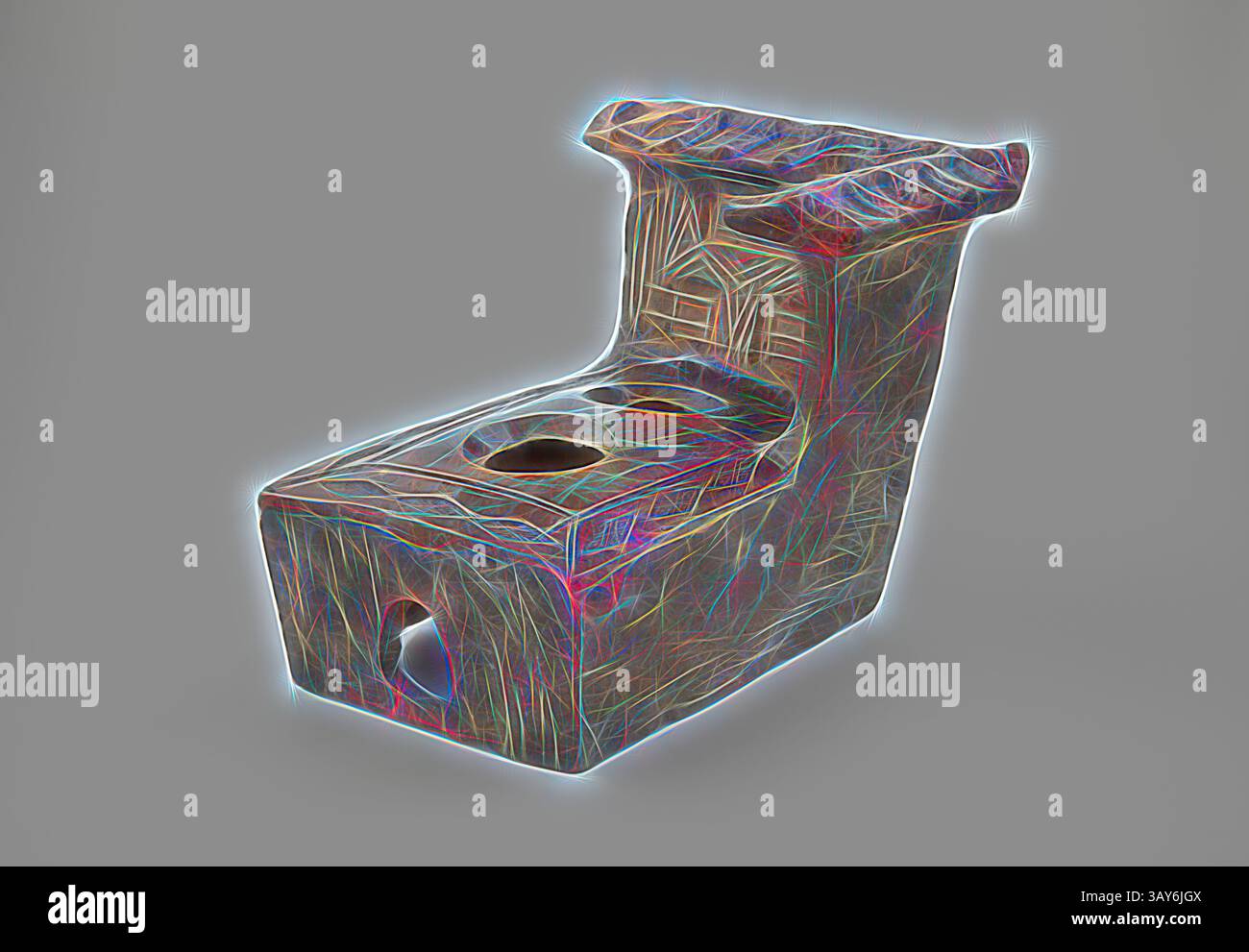 An intricately designed, abstract object resembling a stylized seat or ...
