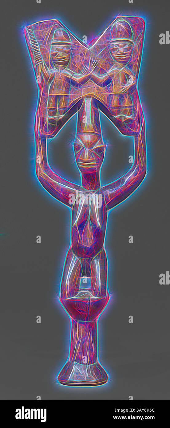 An intricate sculpture featuring a central figure with a raised arms ...