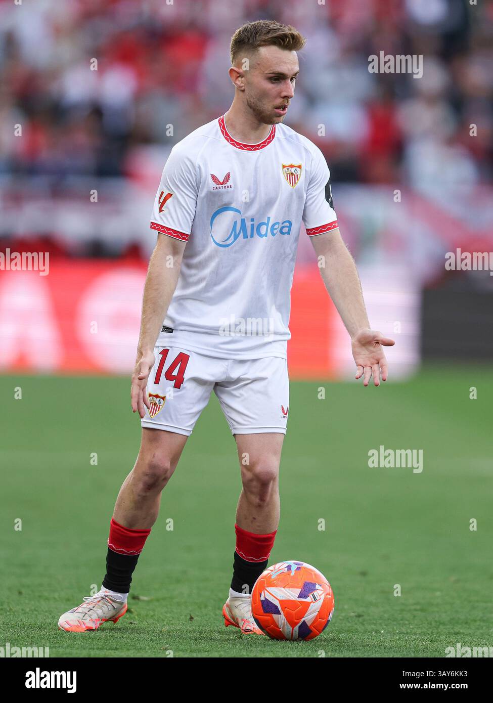 Sevilla, Spain. 20th Apr, 2025. Gerard Fernandez Peque of Sevilla FC ...