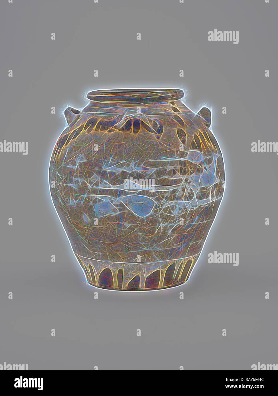 An intricately designed ceramic pot, showcasing swirling patterns and ...