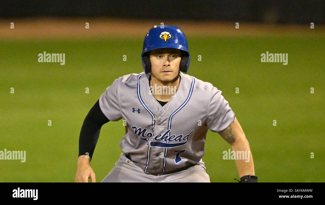 Morehead St. infielder Andy Cisneros (7) plays Austin Peay in an NCAA ...