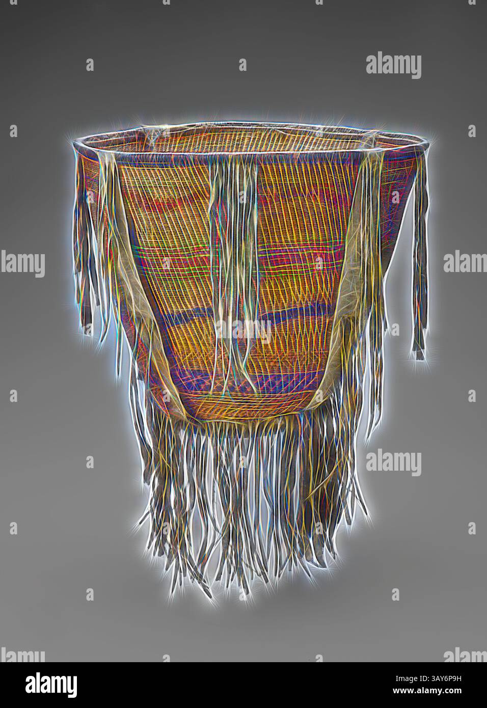 A beautifully crafted woven basket, featuring intricate patterns and ...