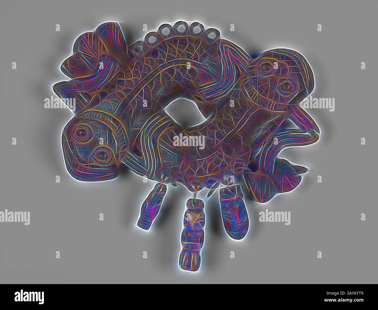 An intricate, stylized depiction of a circular decorative piece ...