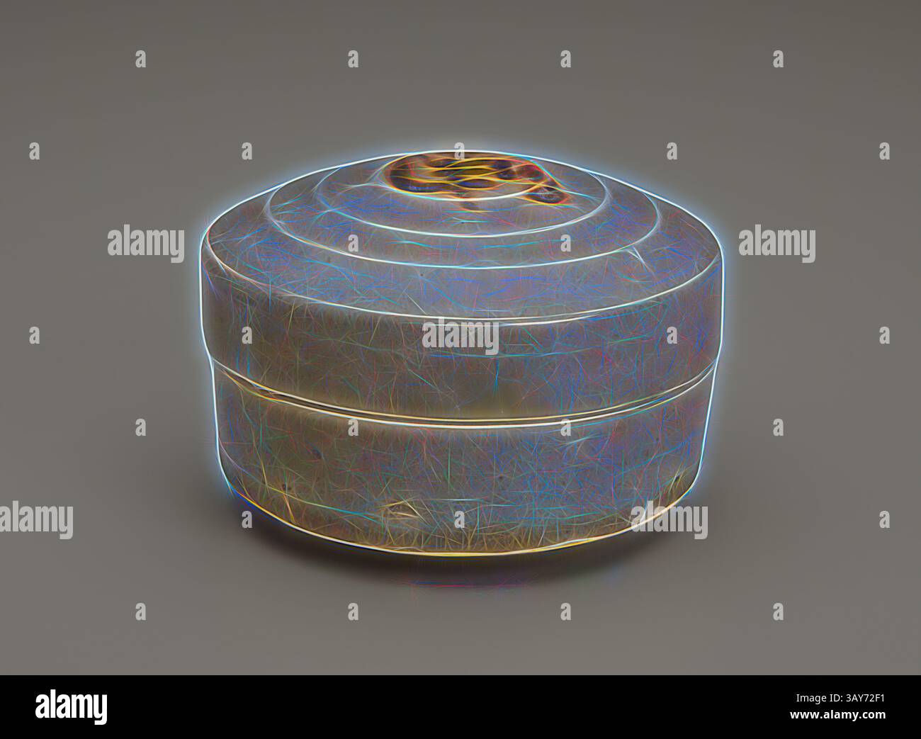 A rounded container with a textured surface, featuring a spiral design ...