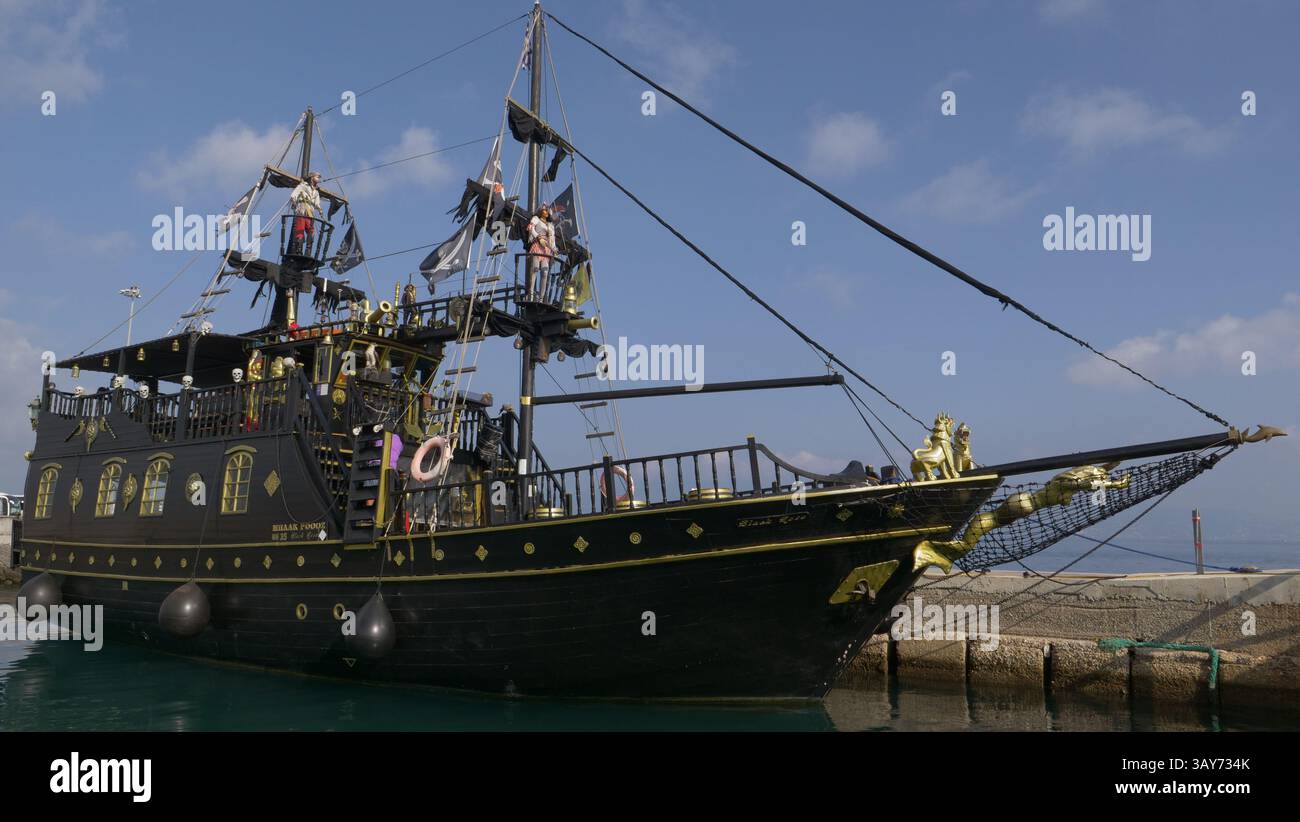 The Black Rose pirate ship tourist attraction in Corfu town, Greece ...