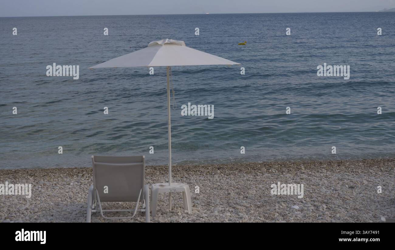 The beach at the TUI Blue Atlantica hotel at Nissaki Beach, Corfu Stock ...