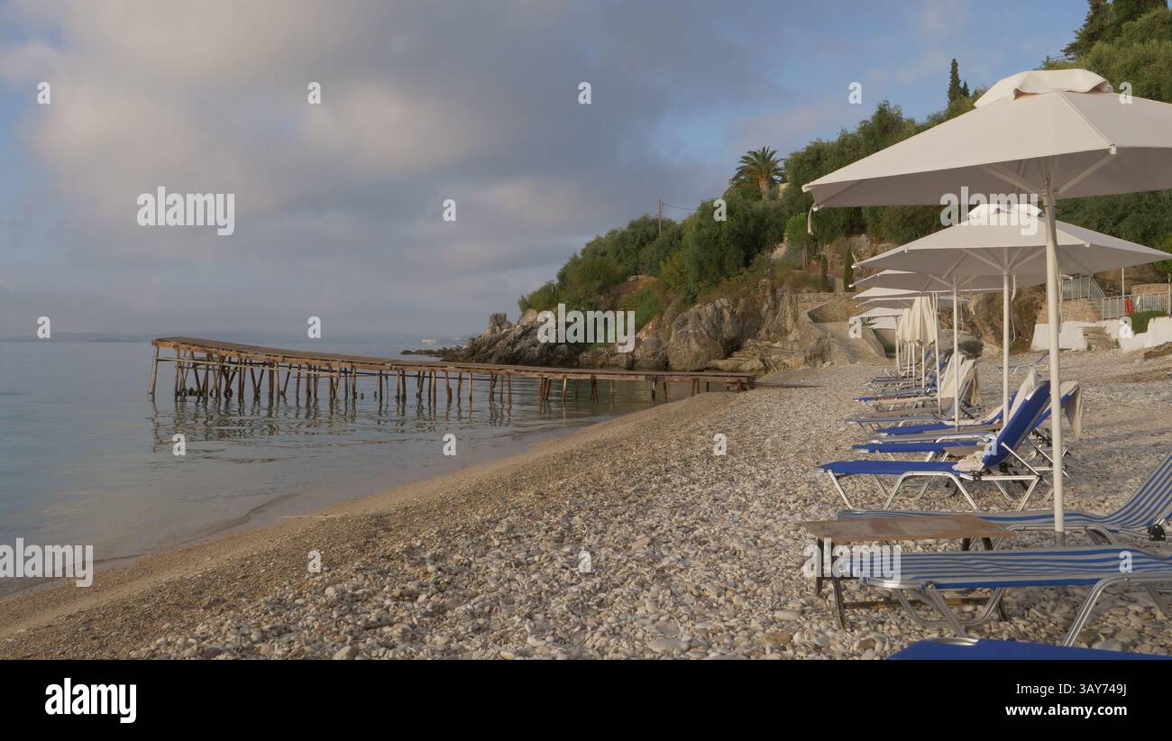 The beach at the TUI Blue Atlantica hotel at Nissaki Beach, Corfu Stock ...