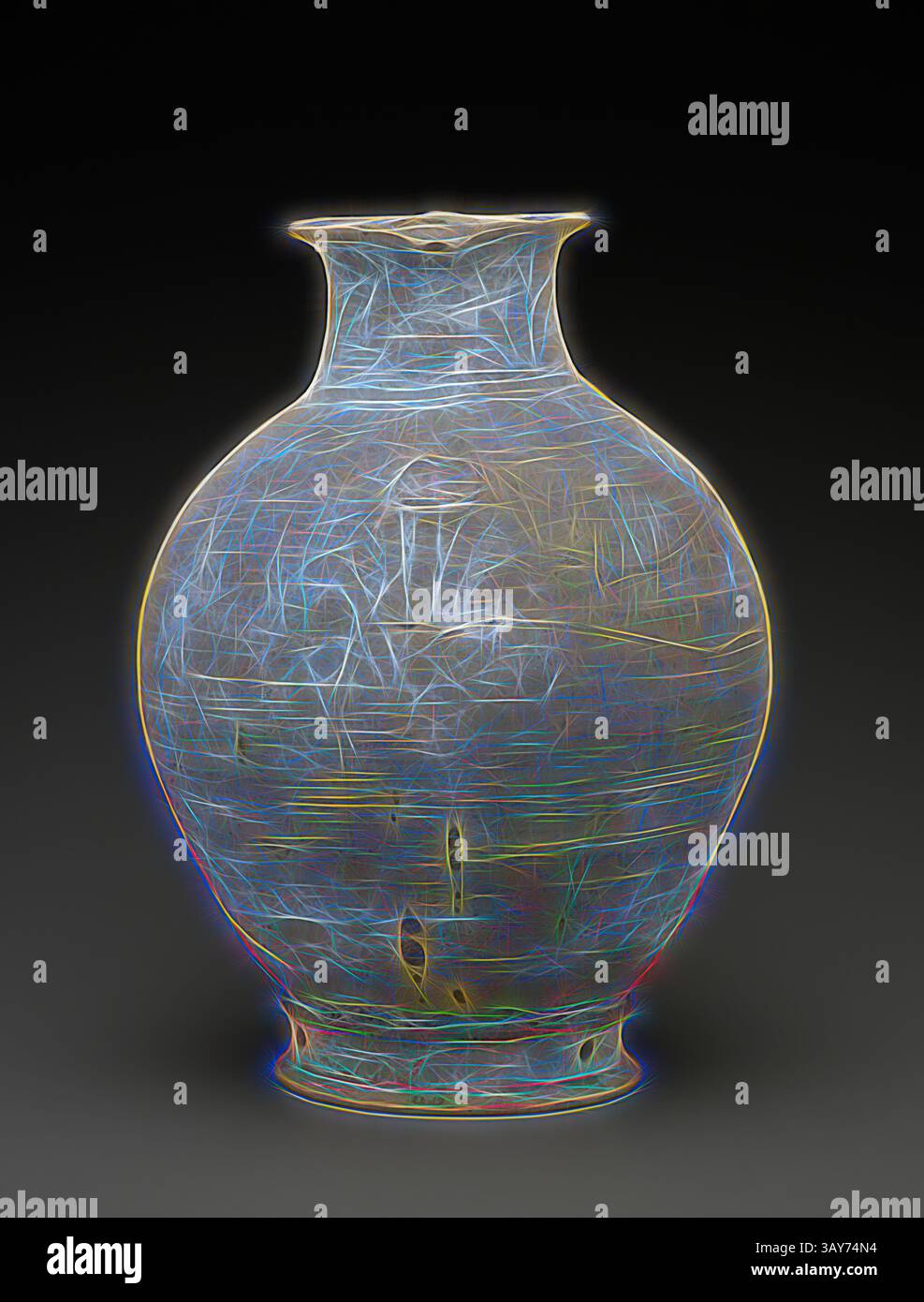 An intricately designed vase with a textured surface, exhibiting ...