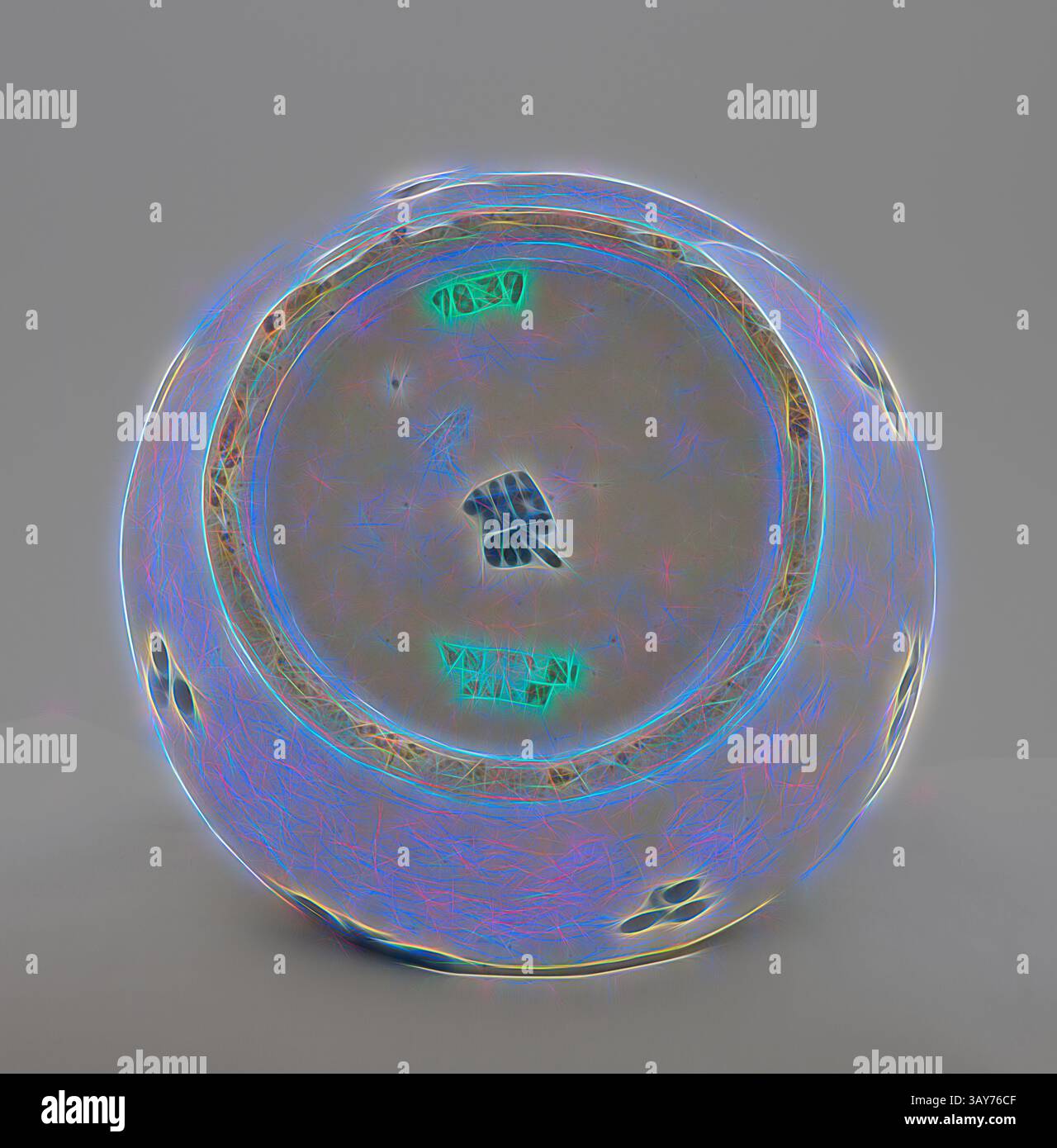 A circular object featuring a smooth surface with intricate patterns ...