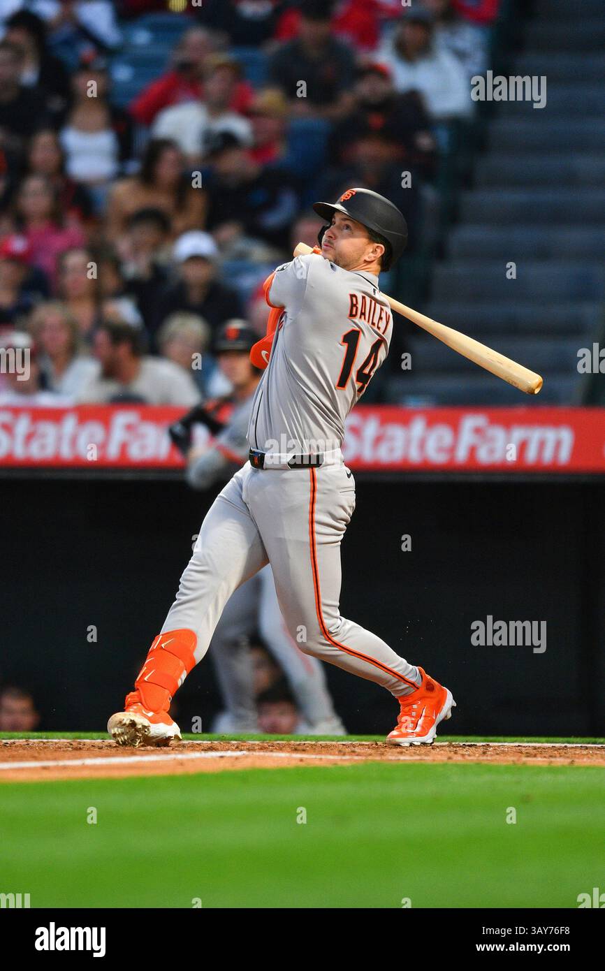 ANAHEIM, CA - APRIL 19: San Francisco Giants catcher Patrick Bailey (14 ...