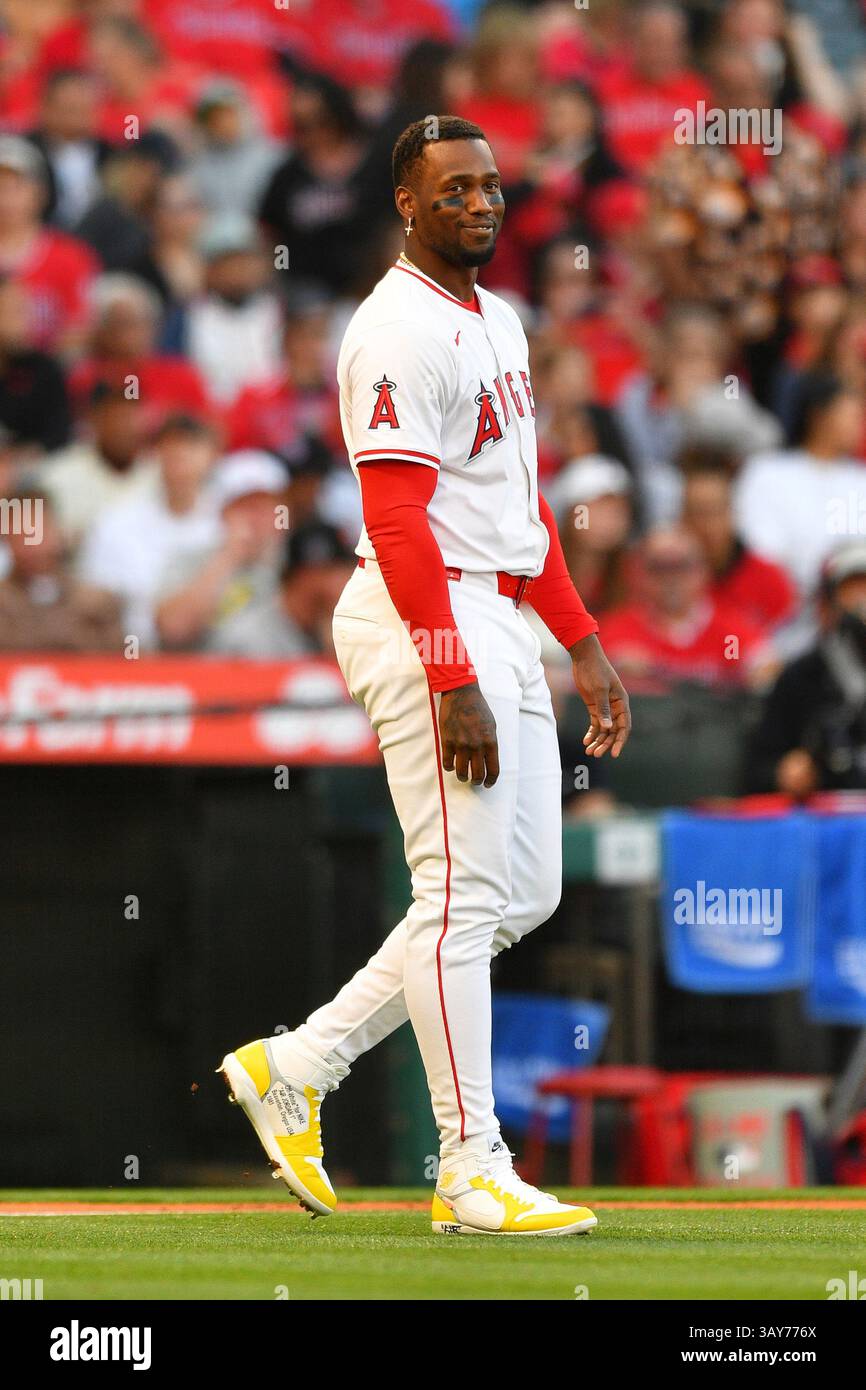 ANAHEIM, CA - APRIL 19: Los Angeles Angels right fielder Jorge Soler ...