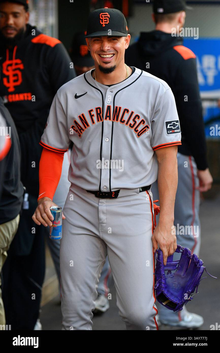 ANAHEIM, CA - APRIL 19: San Francisco Giants shortstop Willy Adames (2 ...