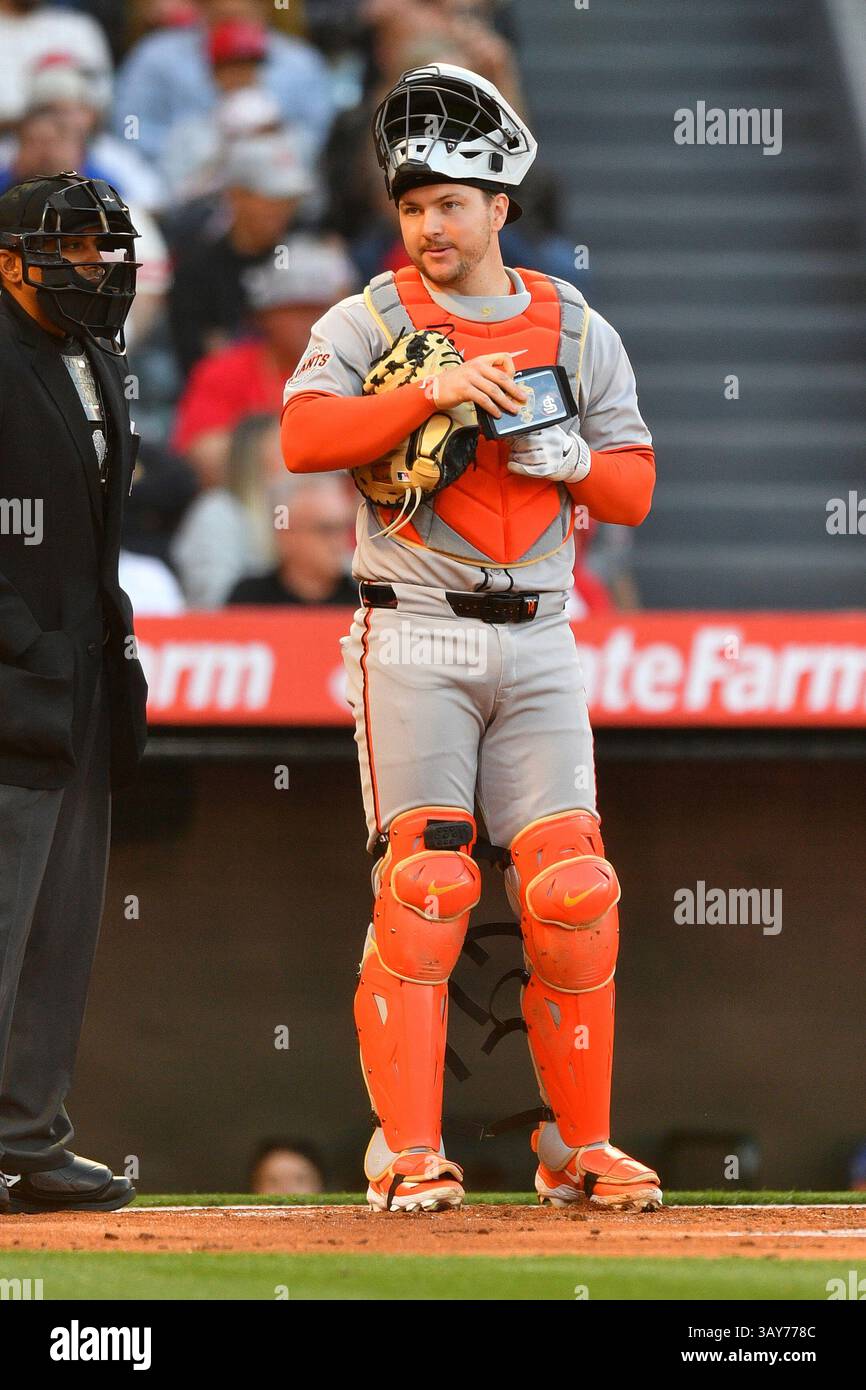 ANAHEIM, CA - APRIL 19: San Francisco Giants catcher Patrick Bailey (14 ...