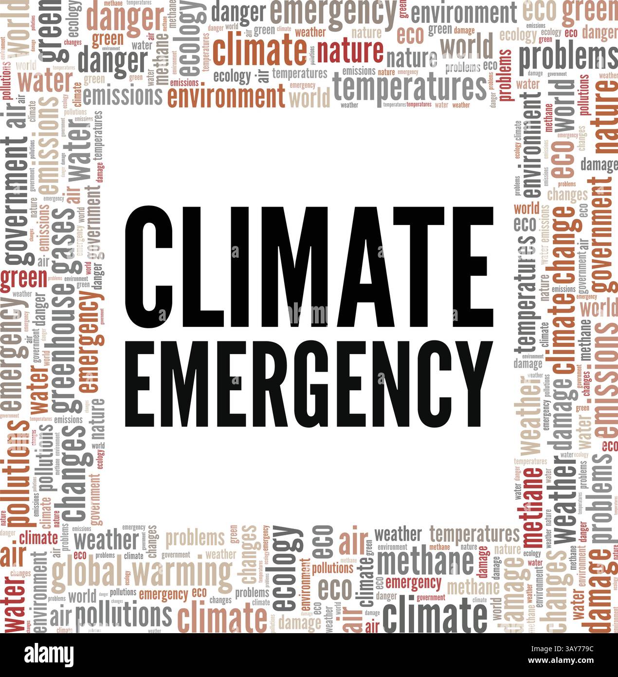 Climate Emergency word cloud conceptual design isolated on white ...