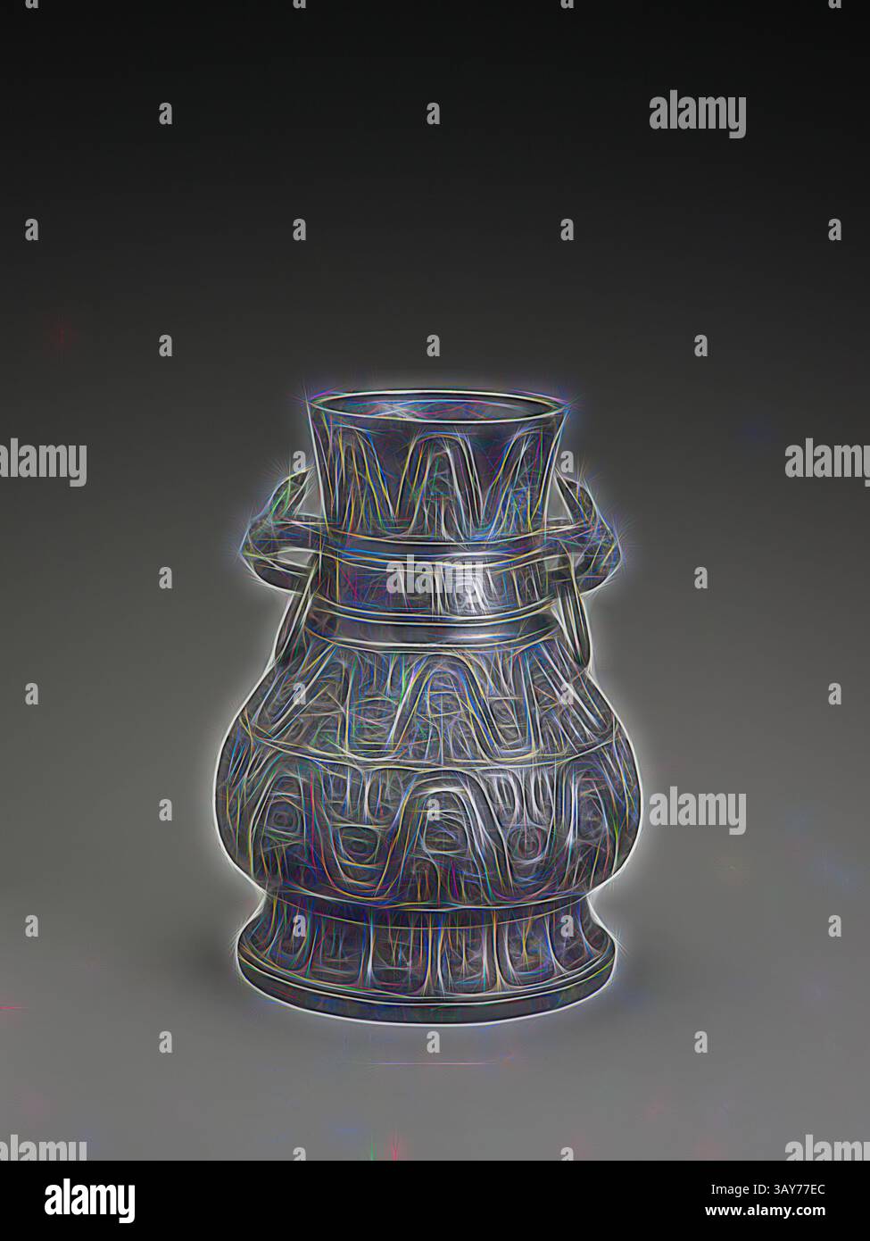 A decorative vase featuring intricate patterns and sculpted designs ...