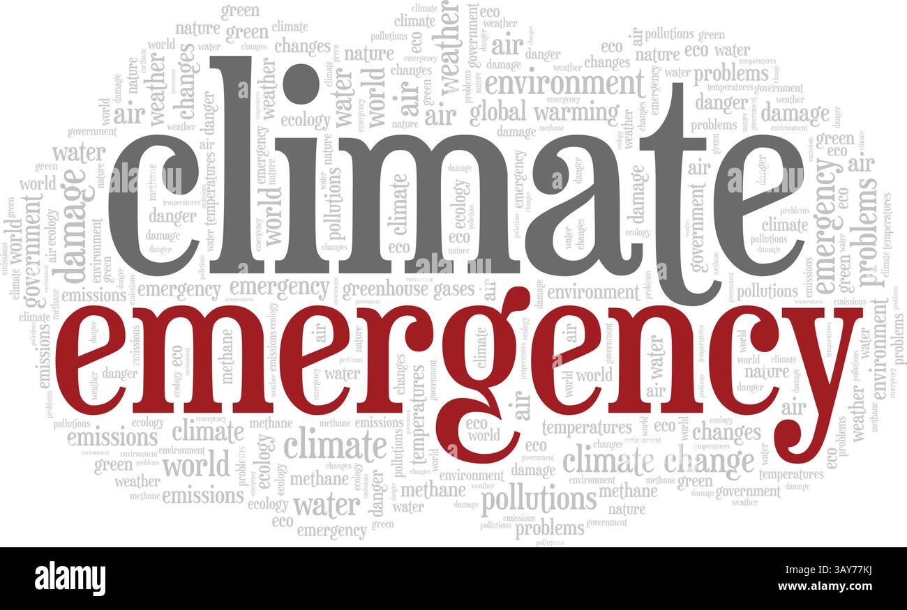 Climate Emergency word cloud conceptual design isolated on white ...