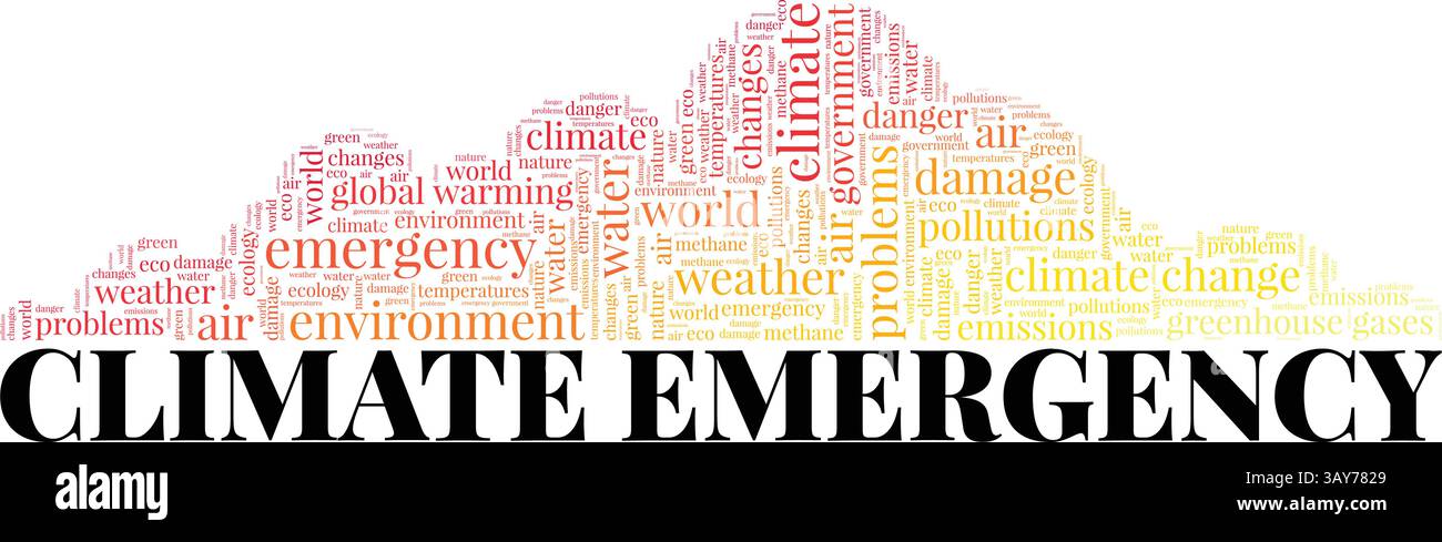 Climate Emergency word cloud conceptual design isolated on white ...