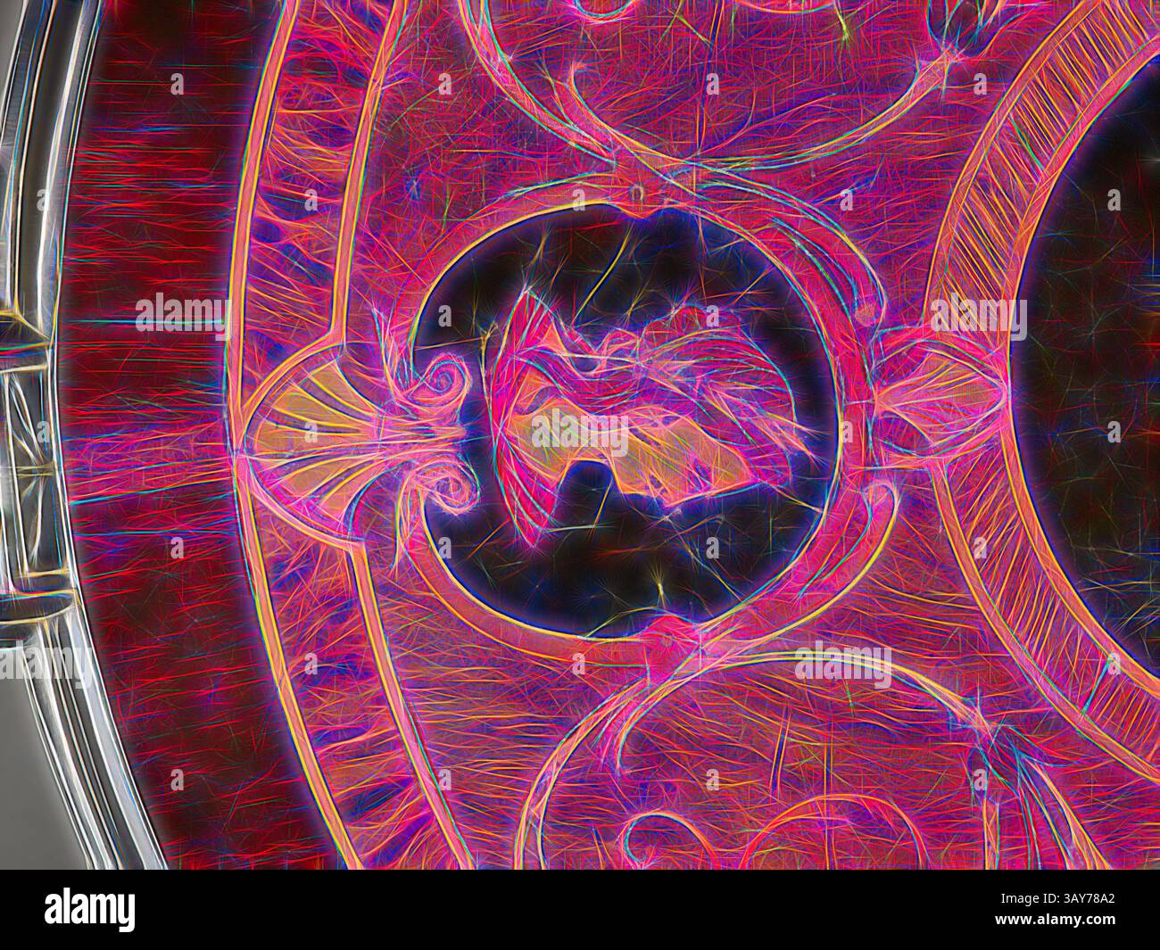 An intricate design featuring swirling patterns and vibrant colors ...