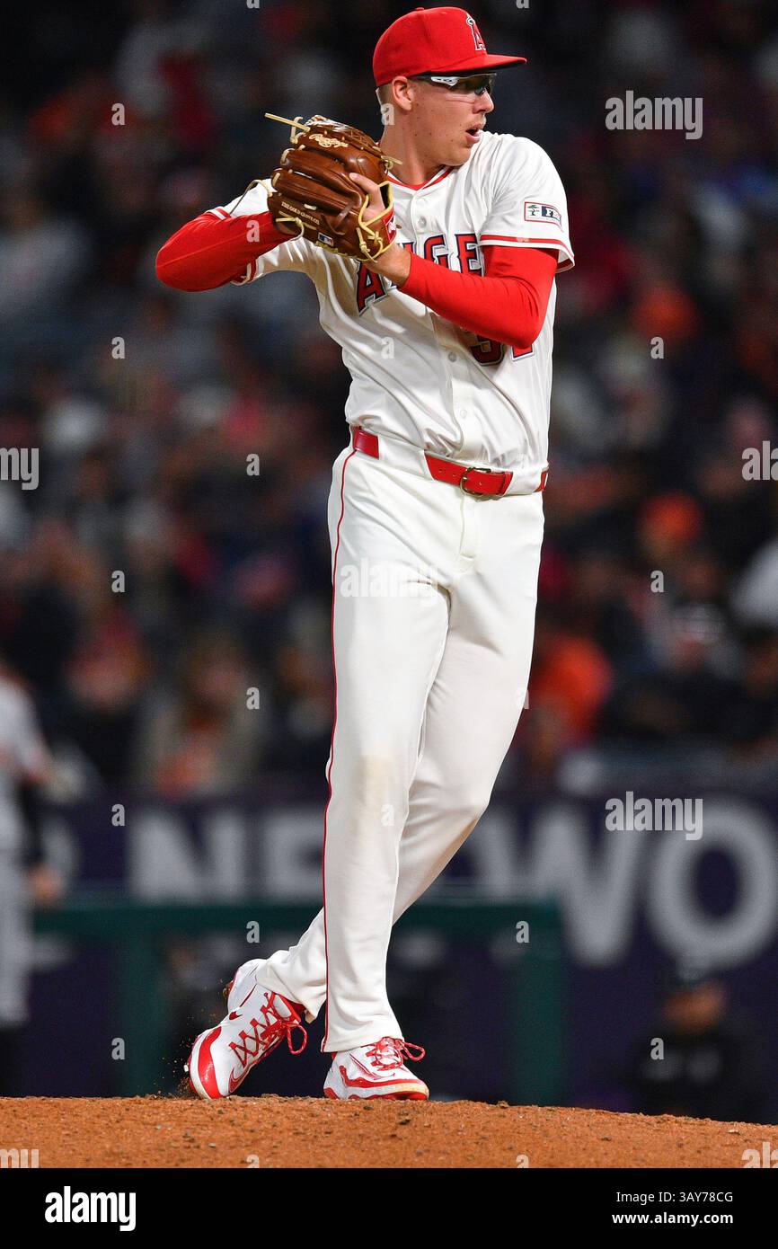 ANAHEIM, CA - APRIL 19: Los Angeles Angels pitcher Ryan Johnson (32 ...