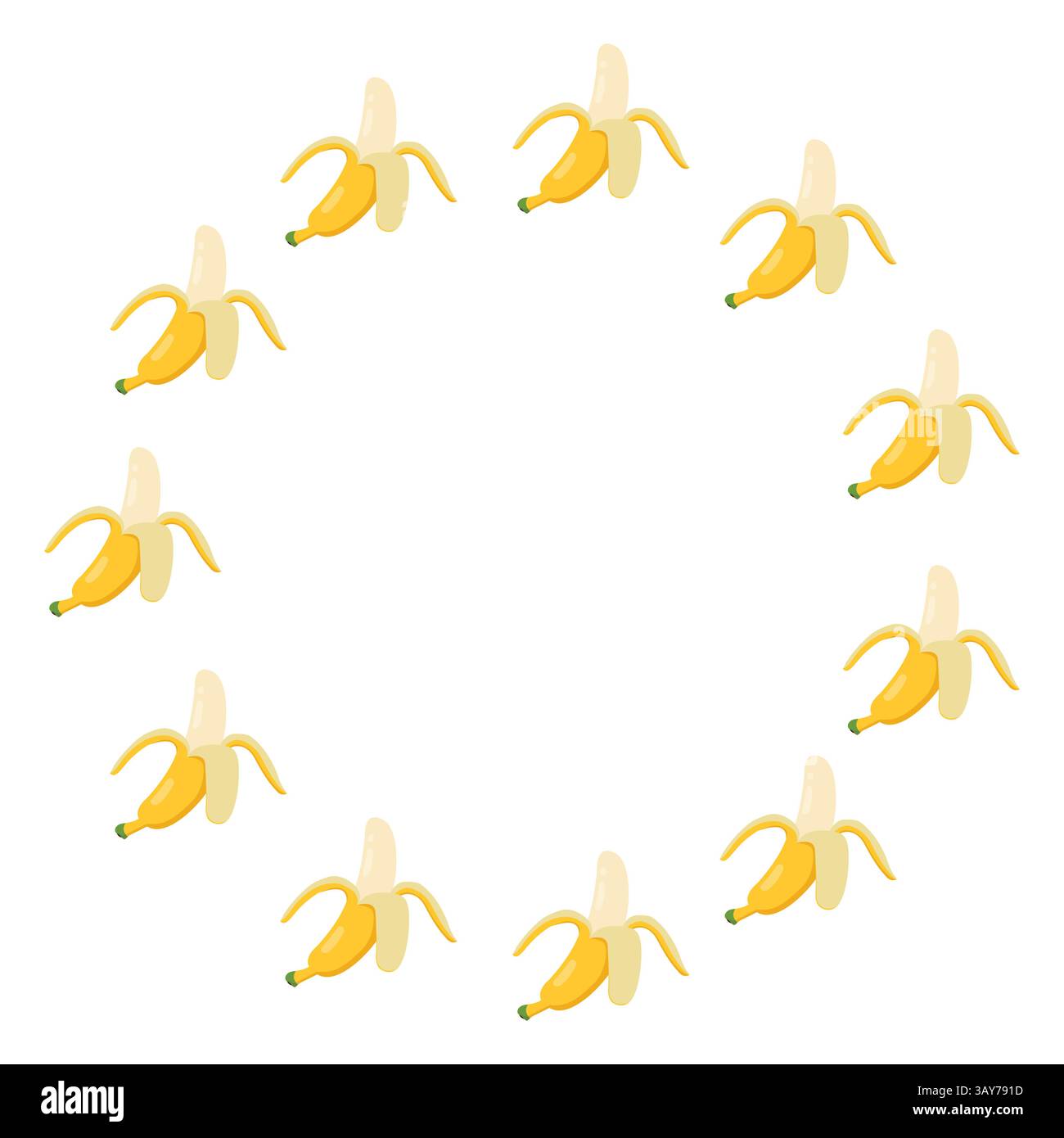 Round frame of ripe bananas. Vector illustration in flat style Stock ...