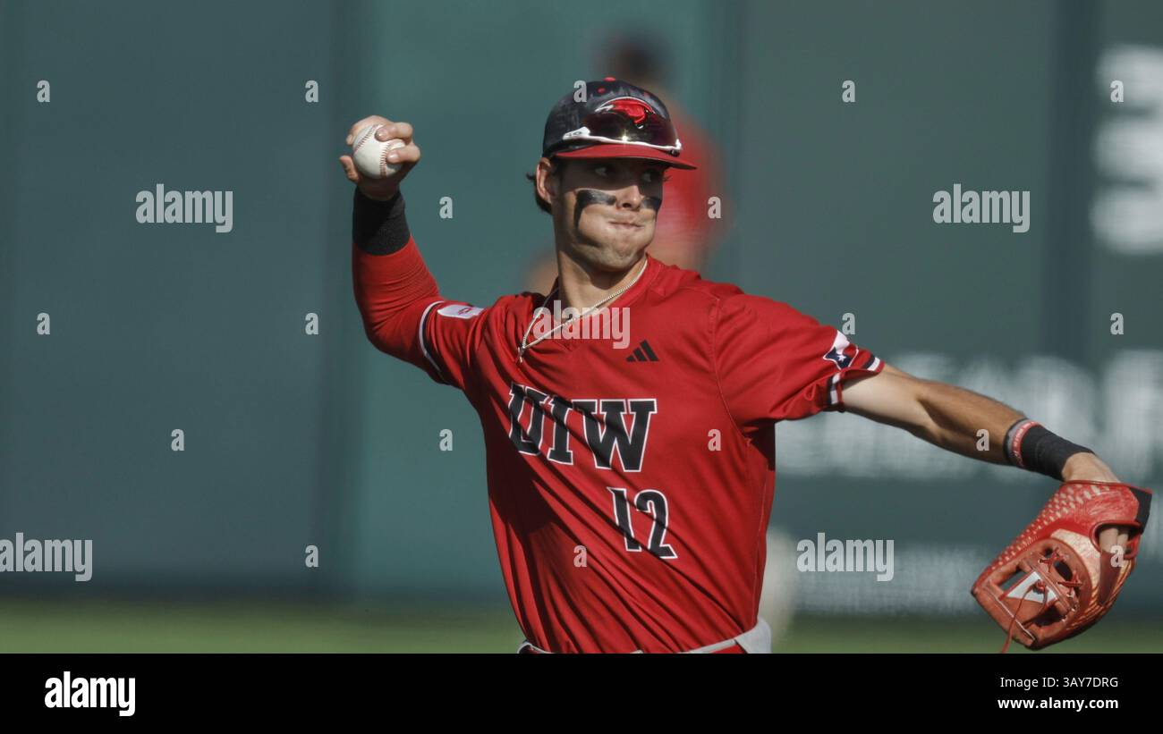 Incarnate Word infielder Thomas Lyssy throws during an NCAA baseball ...