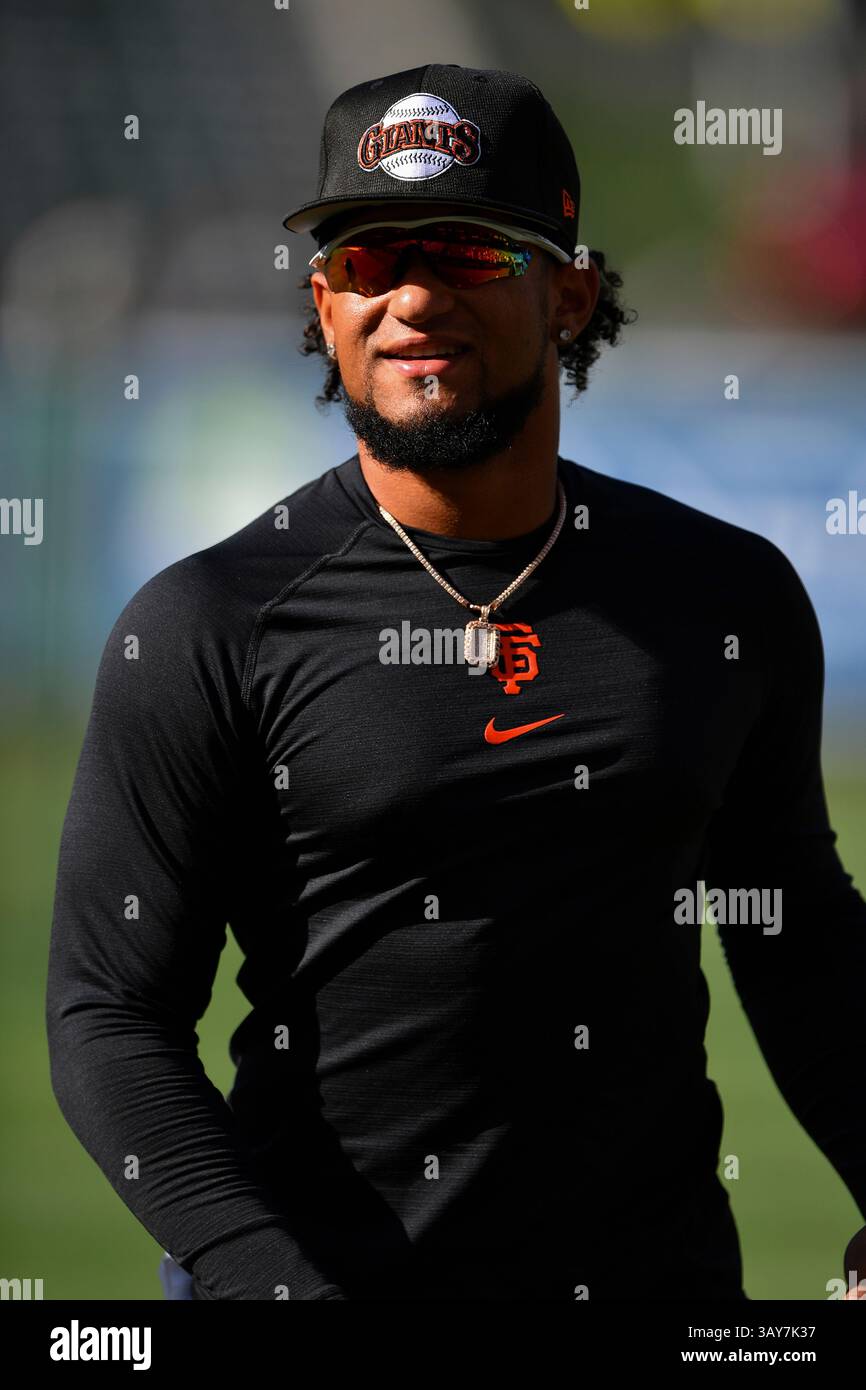 ANAHEIM, CA - APRIL 19: San Francisco Giants right fielder Luis Matos ...