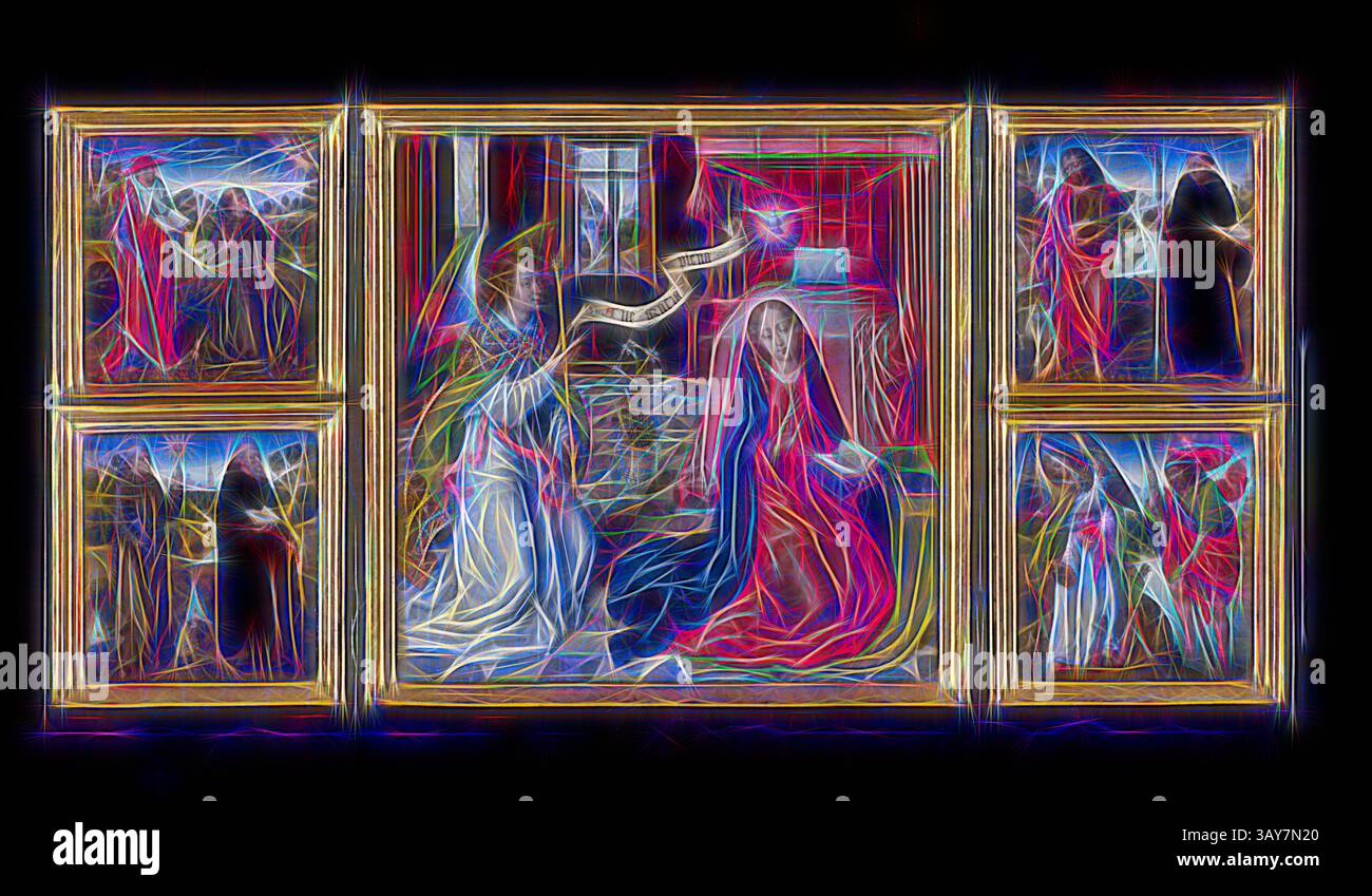 Central depiction of two figures surrounded hi-res stock photography ...