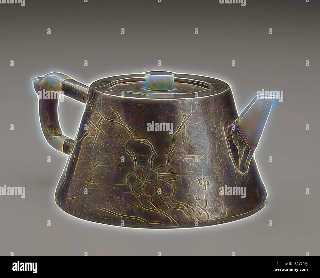 A uniquely designed teapot featuring intricate floral patterns ...