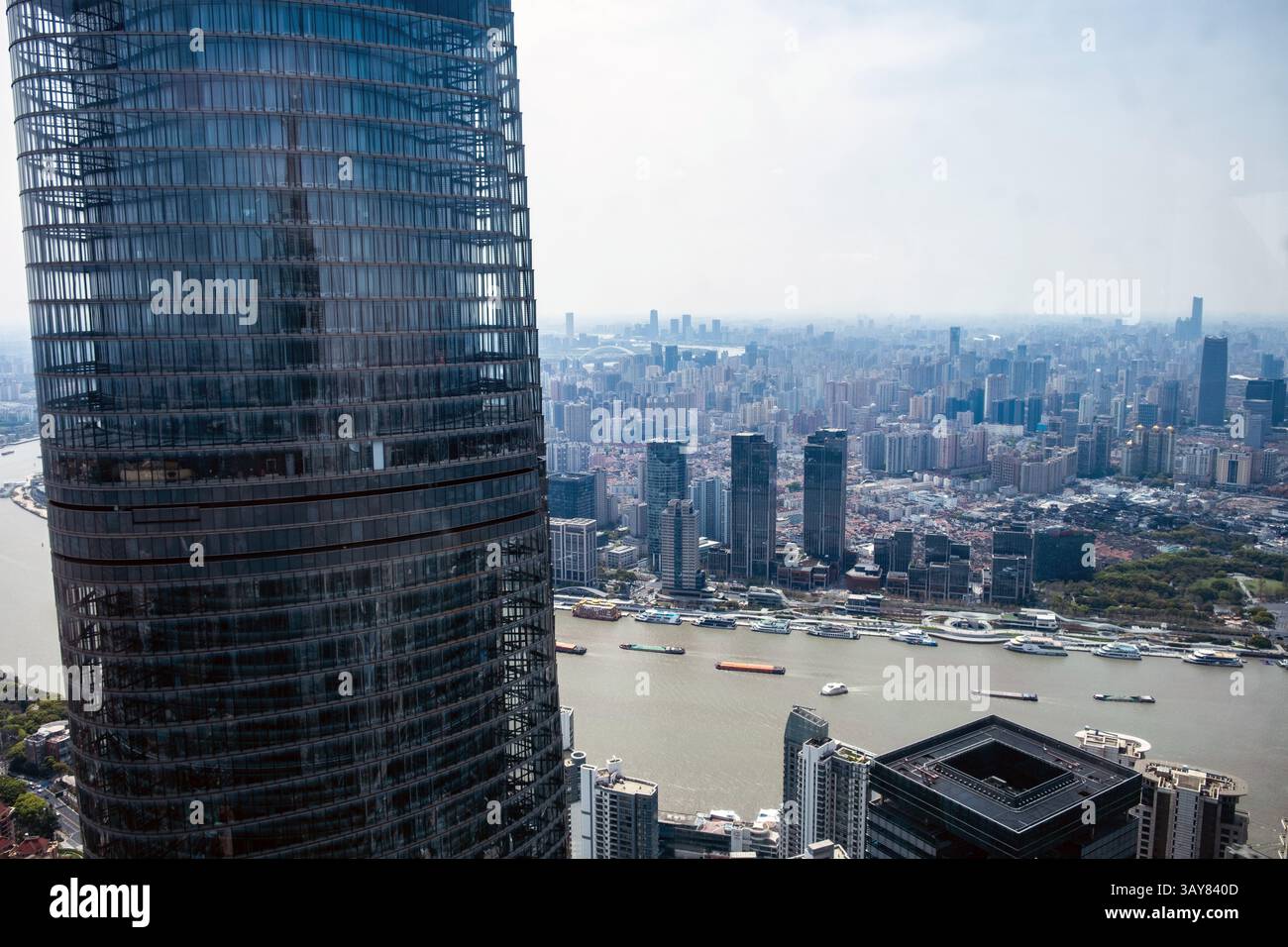 Shanghai city skyline view from above. High rise Towers, business ...