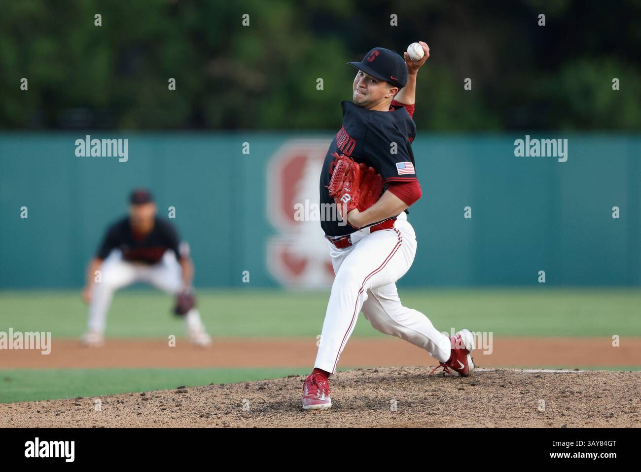 Stanford pitcher Nick Dugan (25) pitches during an NCAA baseball game ...