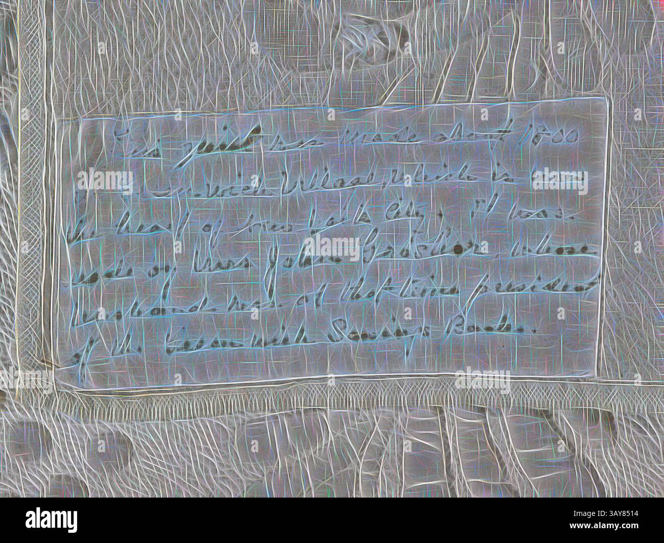 A handwritten note with flowing cursive text, surrounded by textured ...